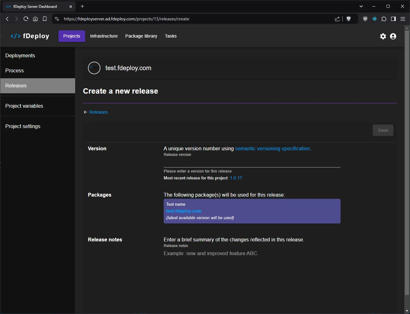 Creating releases | fDeploy Documentation