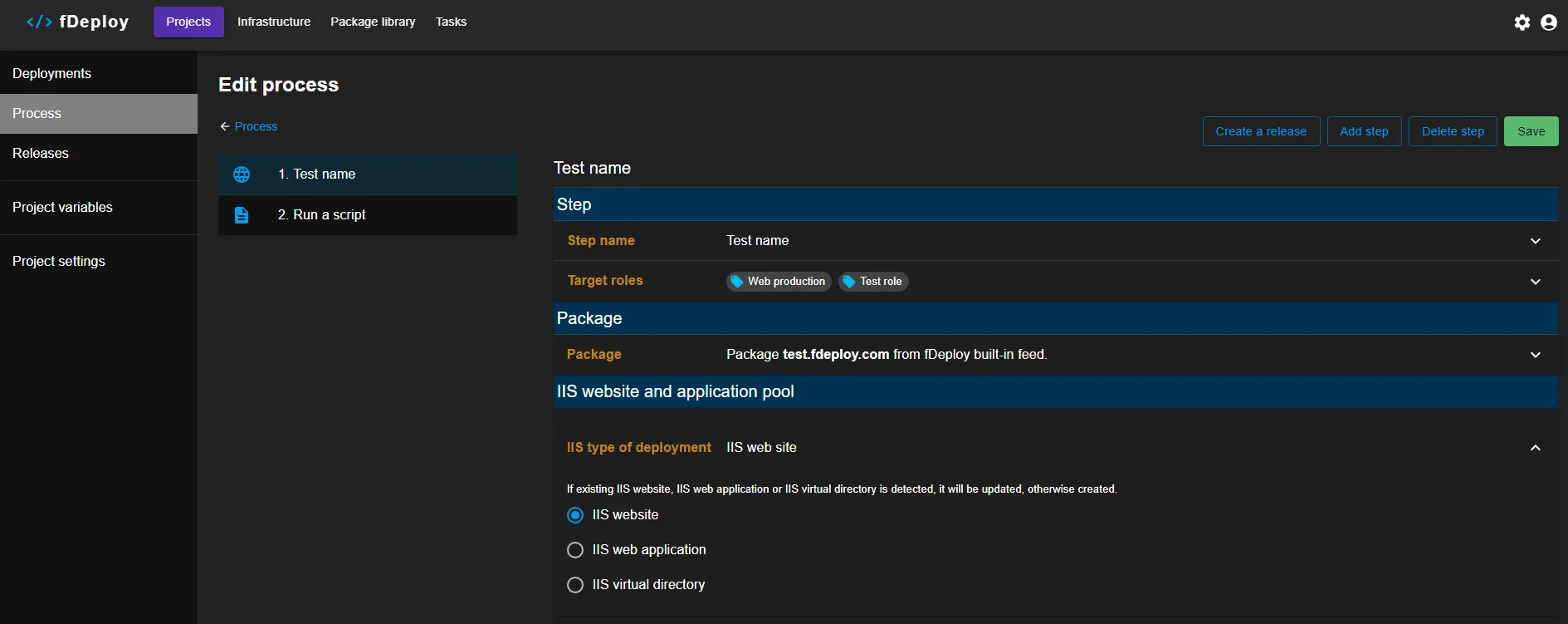 IIS website | fDeploy Documentation