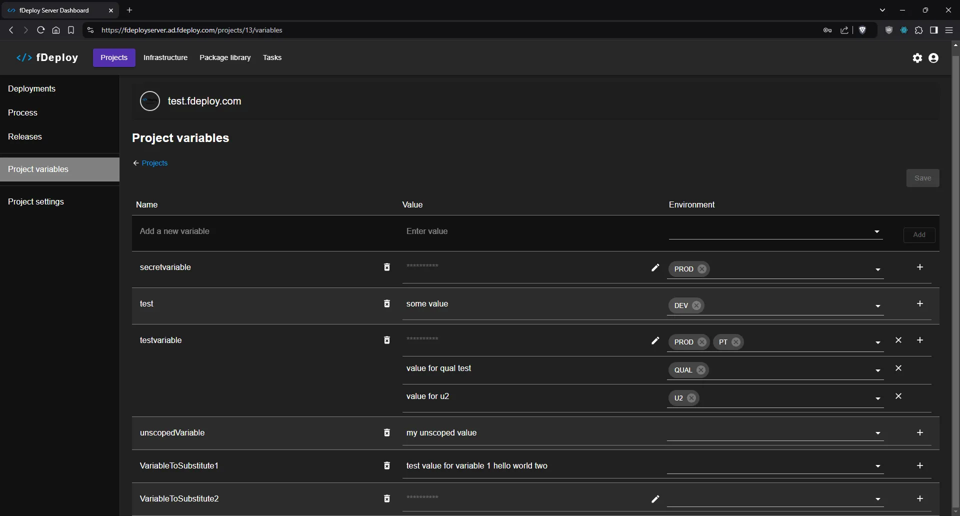 Variables | fDeploy Documentation